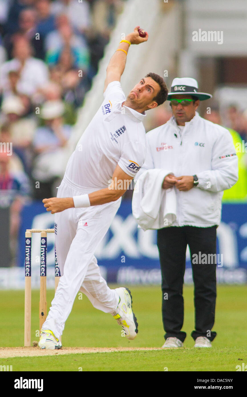 Nottingham, UK. 10th July, 2013. England's Steven Finn bowling during ...