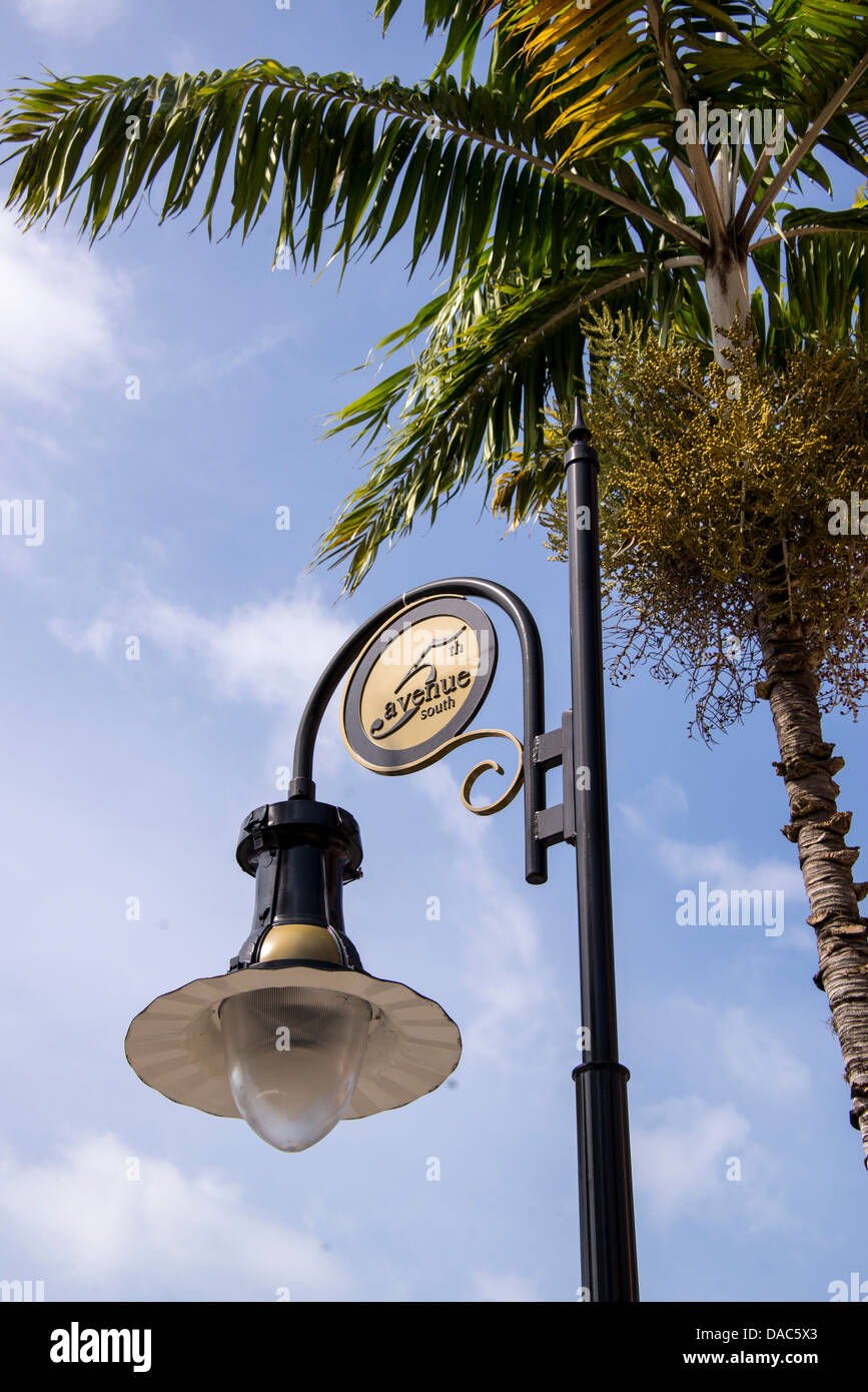 Lamp post on 5th Avenue in Naples Florida FL USA Stock Photo - Alamy