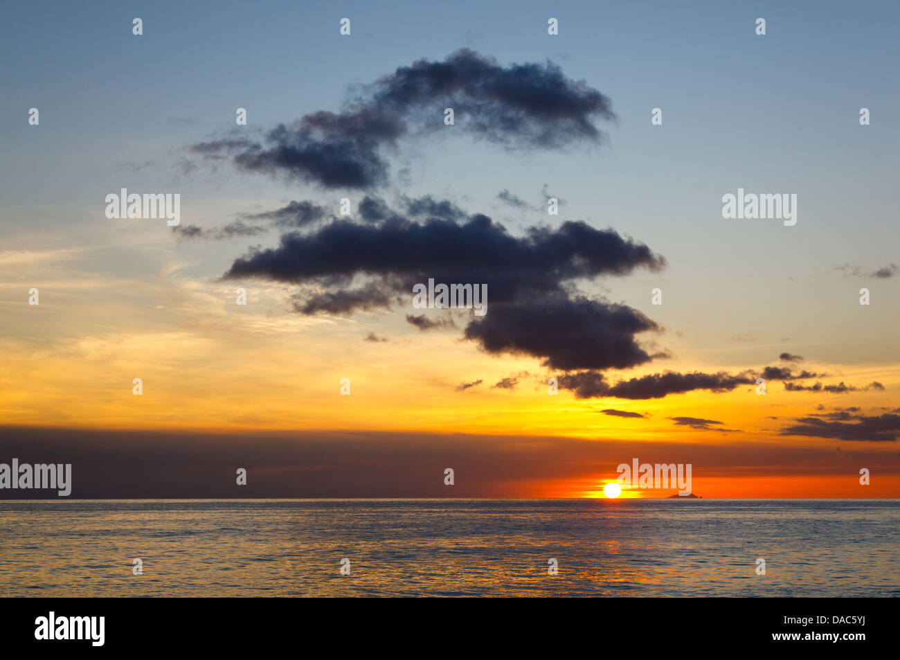 Red sunset after a Montserrat volcano eruption seen from Antigua, the ...