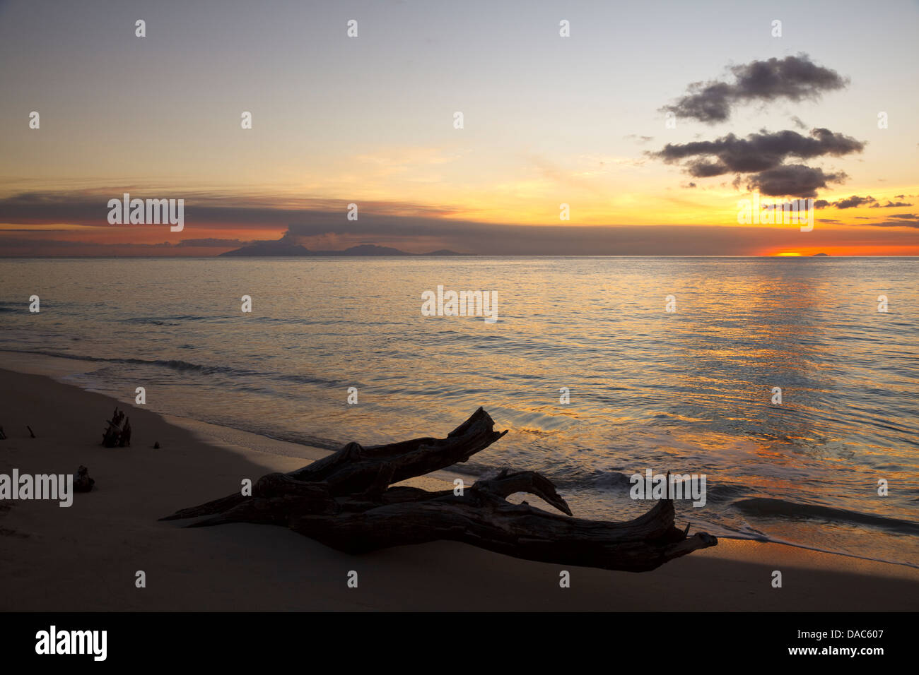 Golden sunset after a Montserrat volcano eruption seen from Antigua ...
