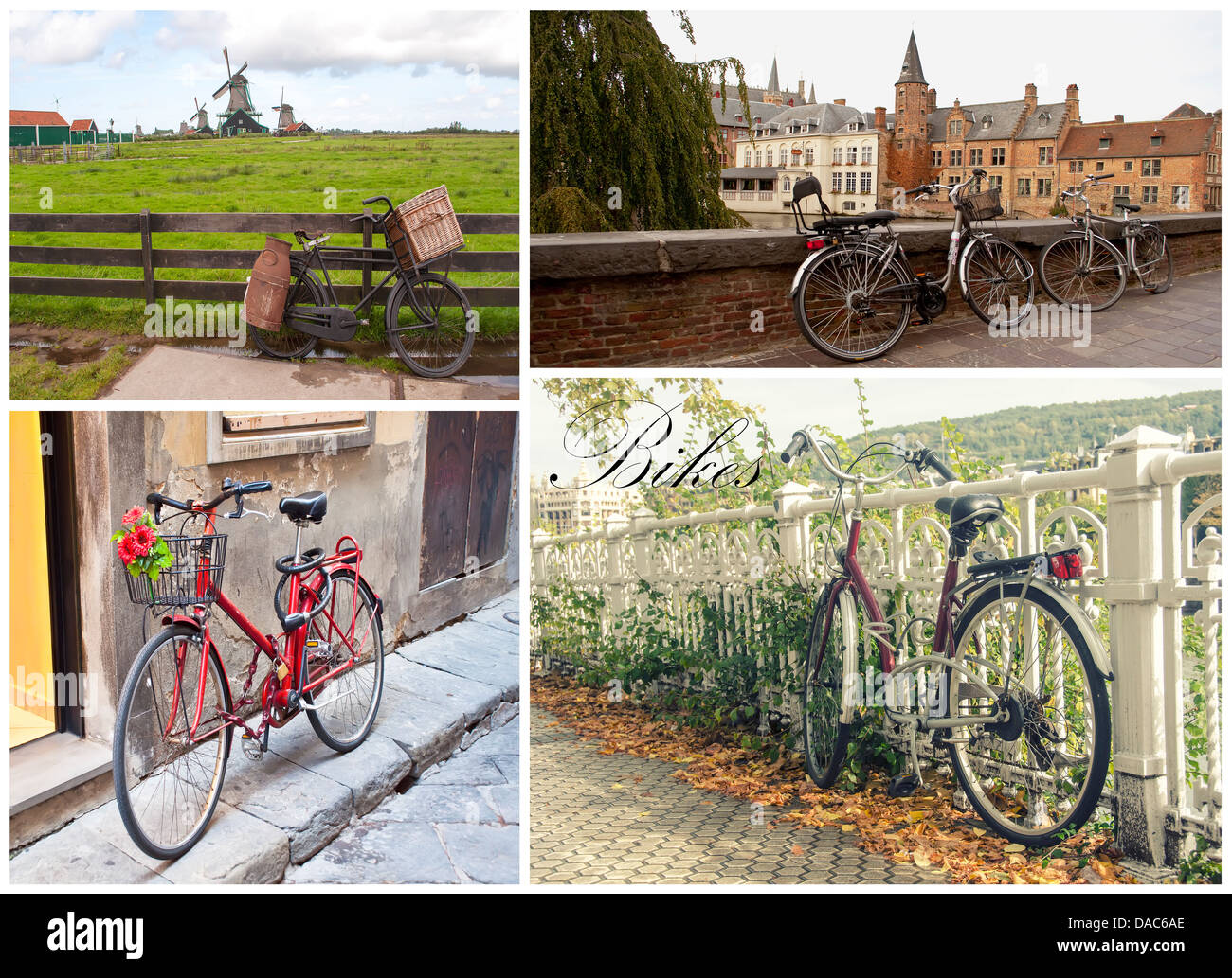 Collage of different retro bikes Stock Photo - Alamy