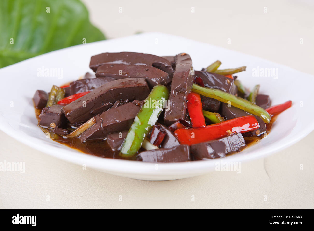 duck blood fried pepper Stock Photo - Alamy