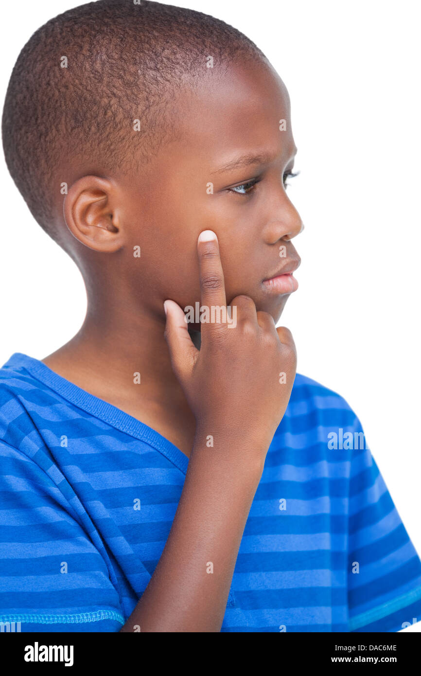 Thinking little boy Stock Photo - Alamy