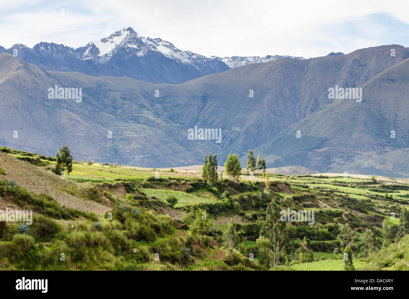 Snow covered Andes mountains mountainous landscape above the Sacred ...