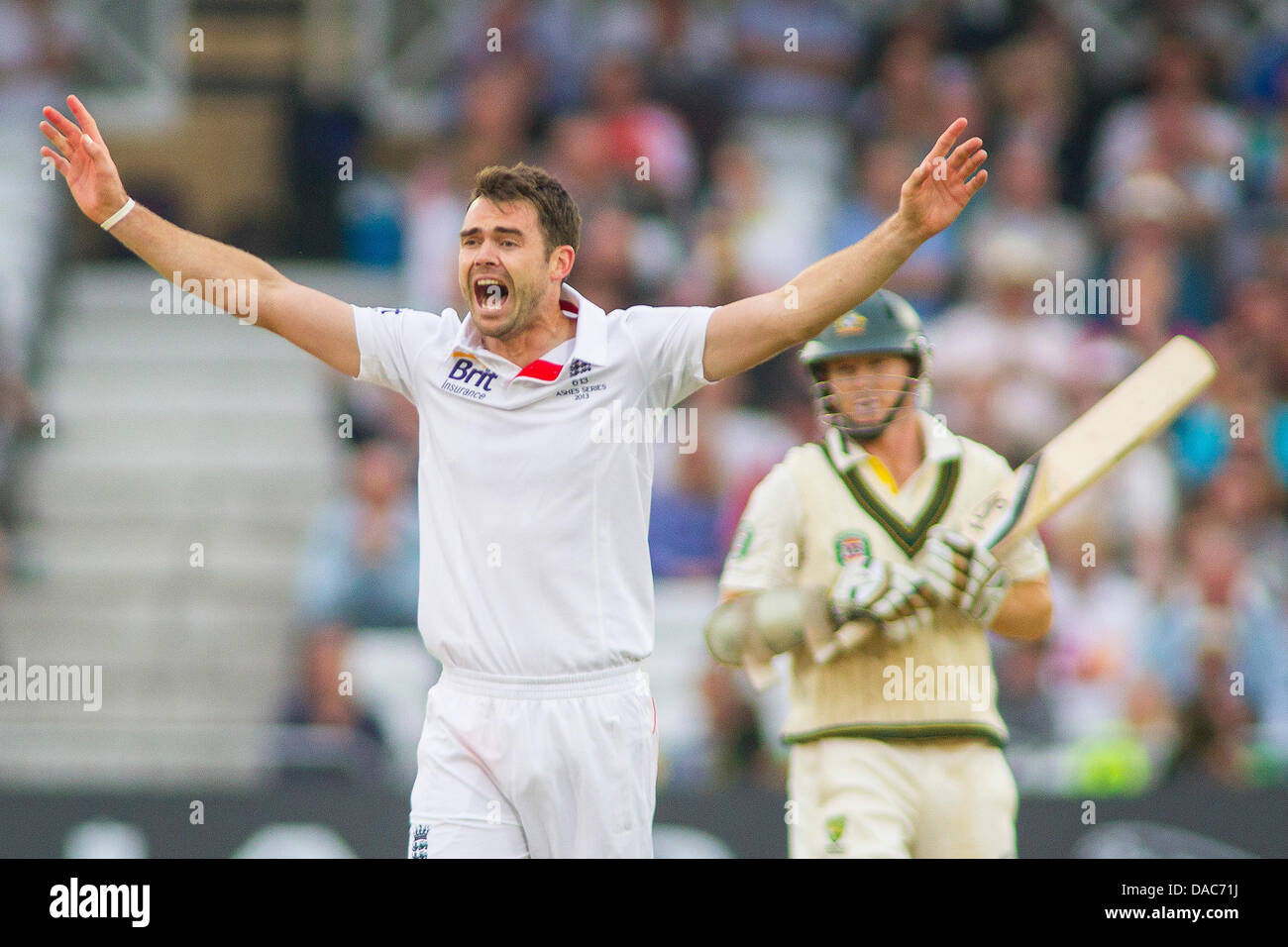 Nottingham, UK. 10th July, 2013. England's James Anderson appeals for ...