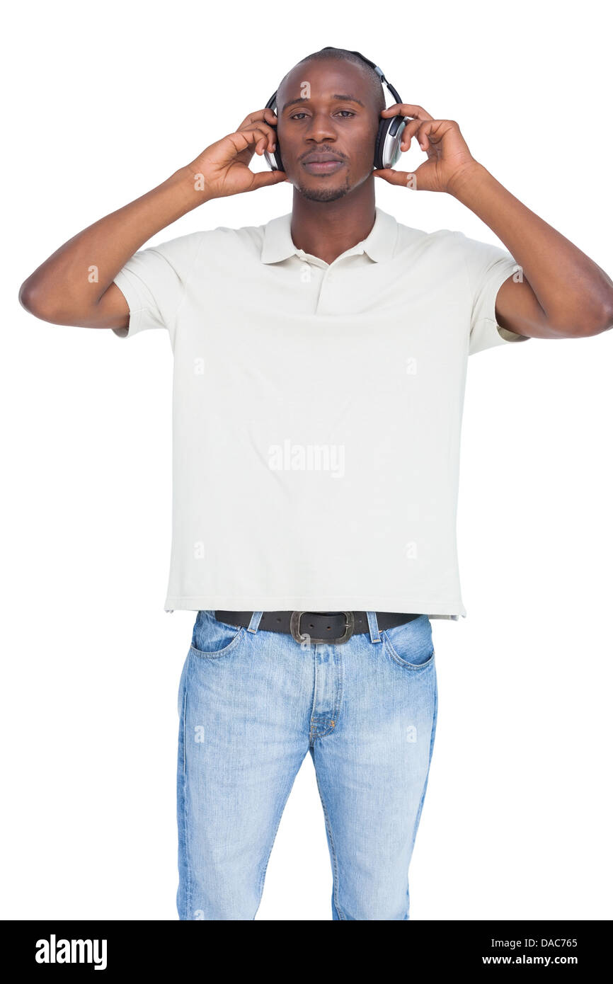 Man holding headphones on Cut Out Stock Images & Pictures - Alamy