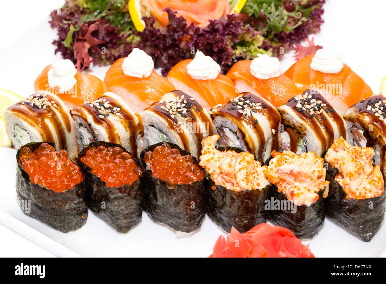 delicious seafood sushi at a Japanese restaurant Stock Photo - Alamy