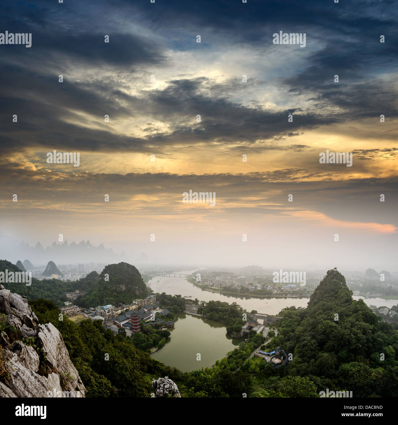 Sunset in the countryside landscape in guilin,china Stock Photo - Alamy