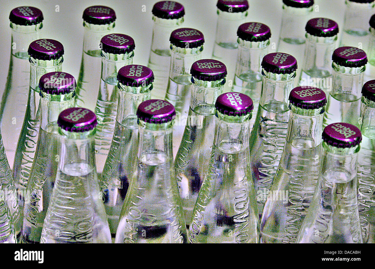 Bon Aqua is a brand of mineral water packaged in glass bottles ...