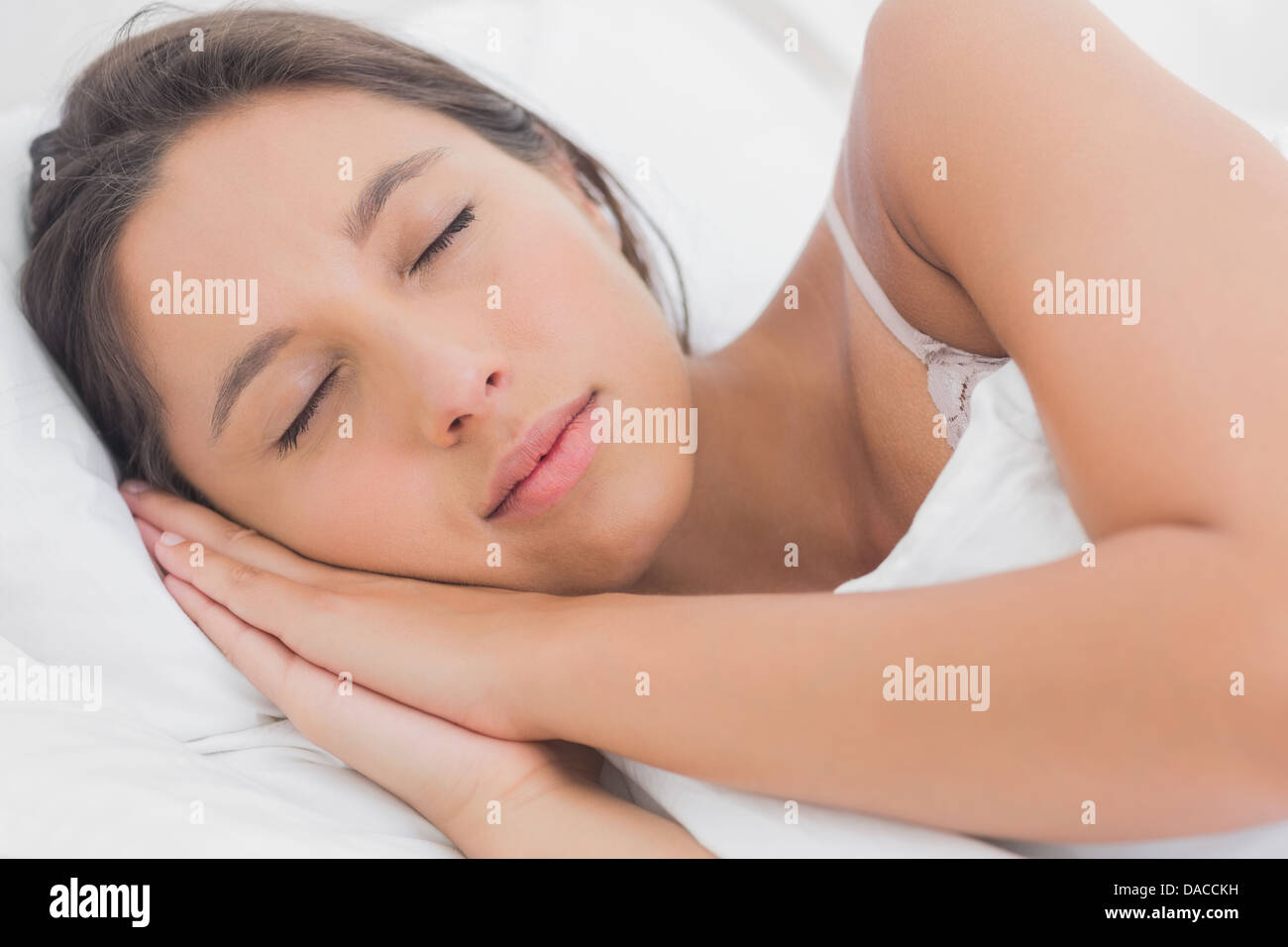 Beautiful tired woman sleeping in hi-res stock photography and images ...