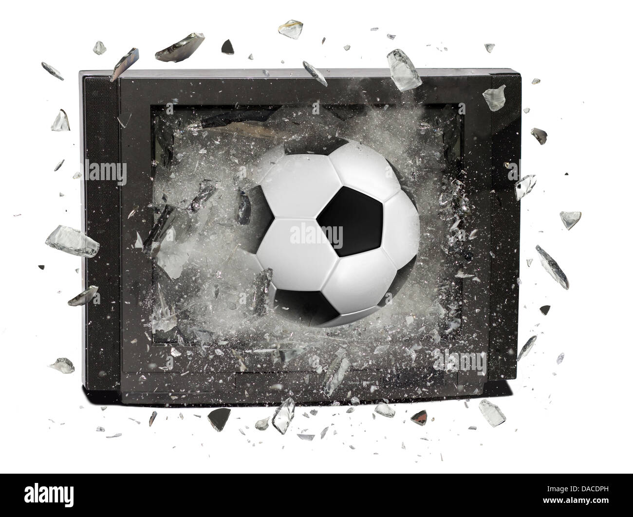 soccer ball crashed television Stock Photo - Alamy