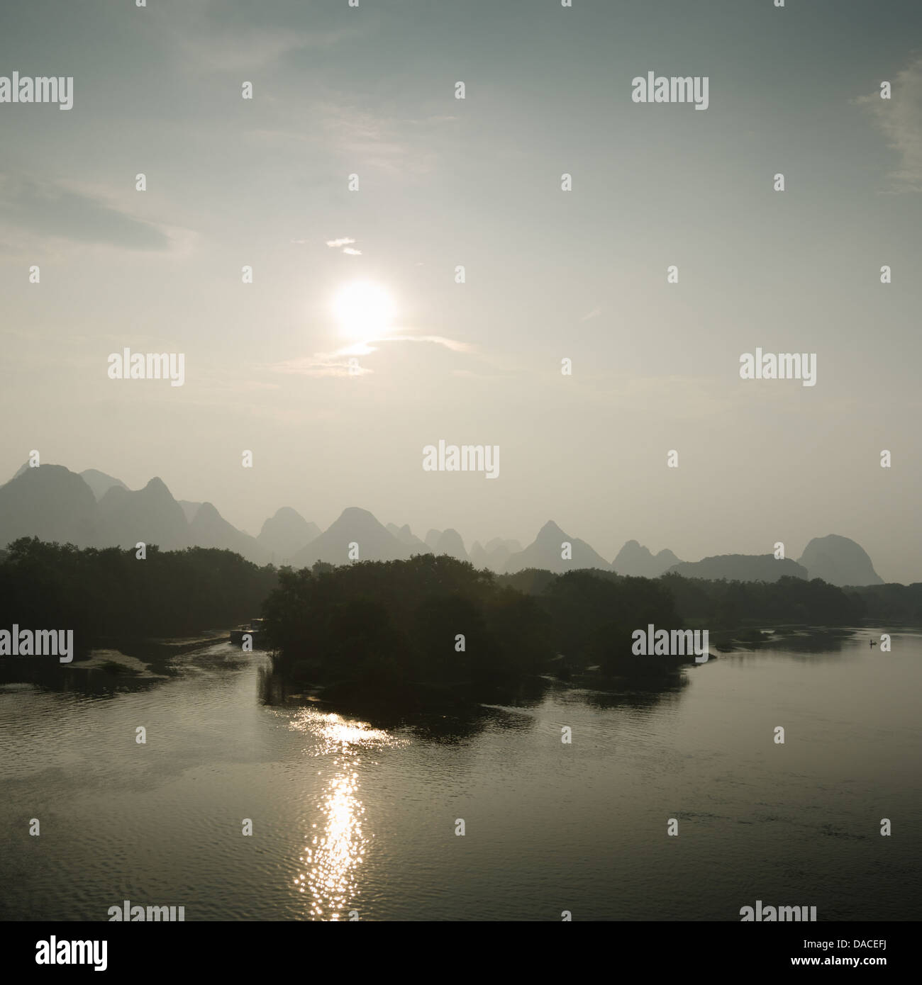 Sunset in the countryside landscape in guilin,china Stock Photo - Alamy