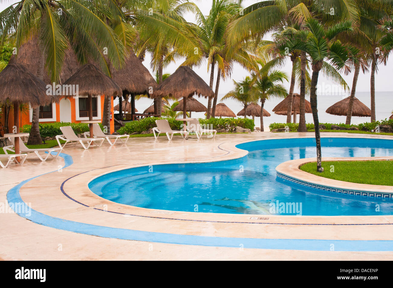 Mahekal Resort swimming pool, guest room and palapas; Playa del Carmen ...