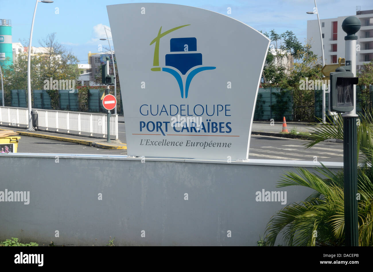Guadeloupe cruise port sign in Basseterre. Guadeloupe Port Caraibes ...