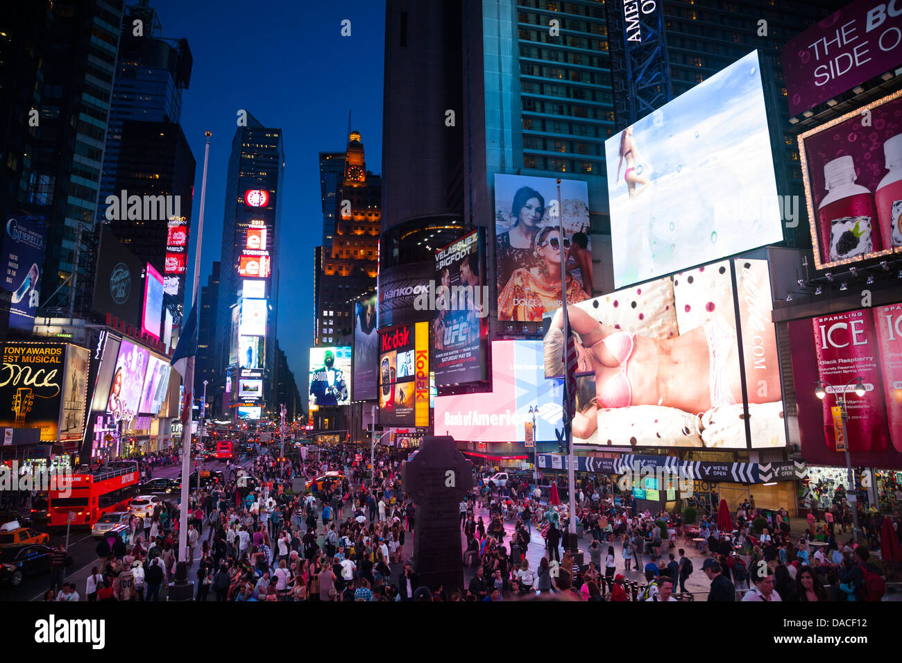 A crowded Times Square at night, Manhattan, New York City, USA Stock ...