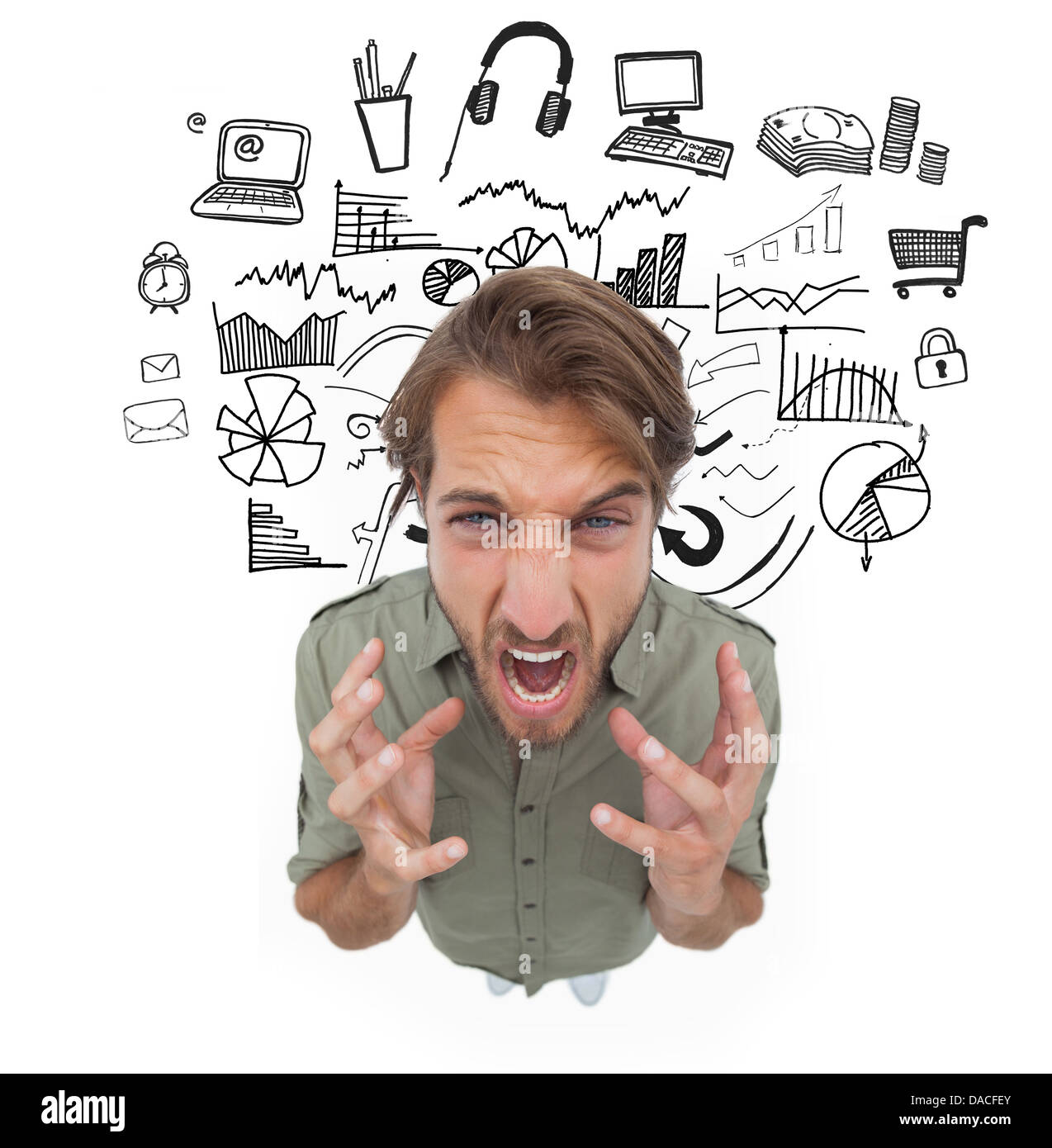 Stressed man gesturing and yelling Stock Photo - Alamy