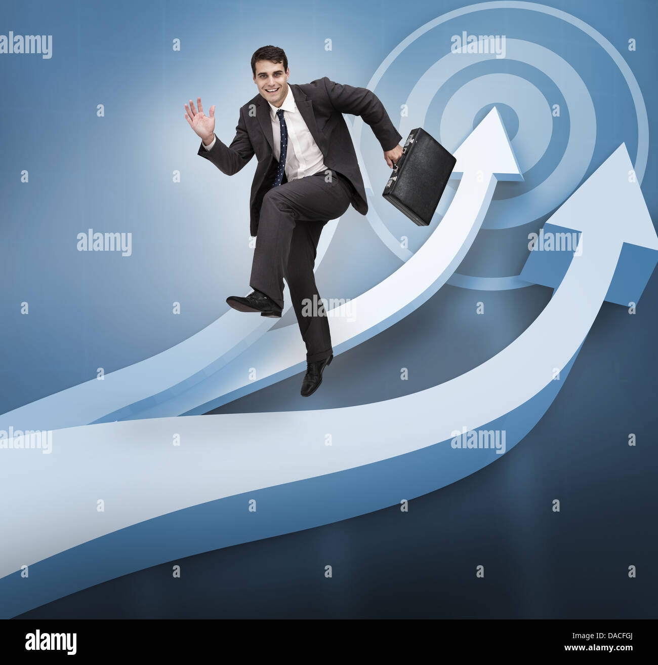 Man suit jumping blue hi-res stock photography and images - Alamy