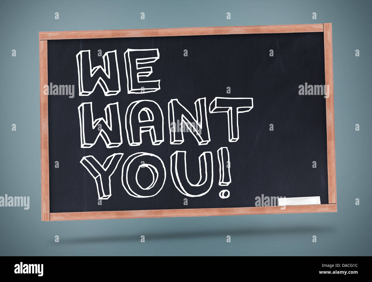 We want you written on chalkboard Stock Photo - Alamy