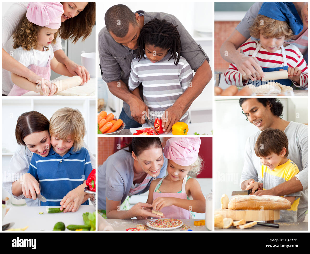 Collage of parents with their children Stock Photo - Alamy