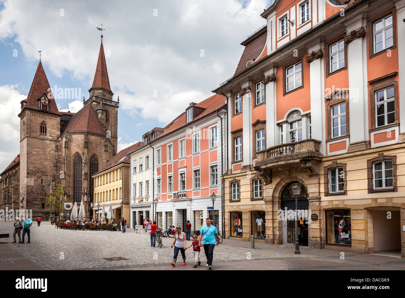 Martin Luther Platz with St. Johannis Church, Ansbach, Germany, Europe ...
