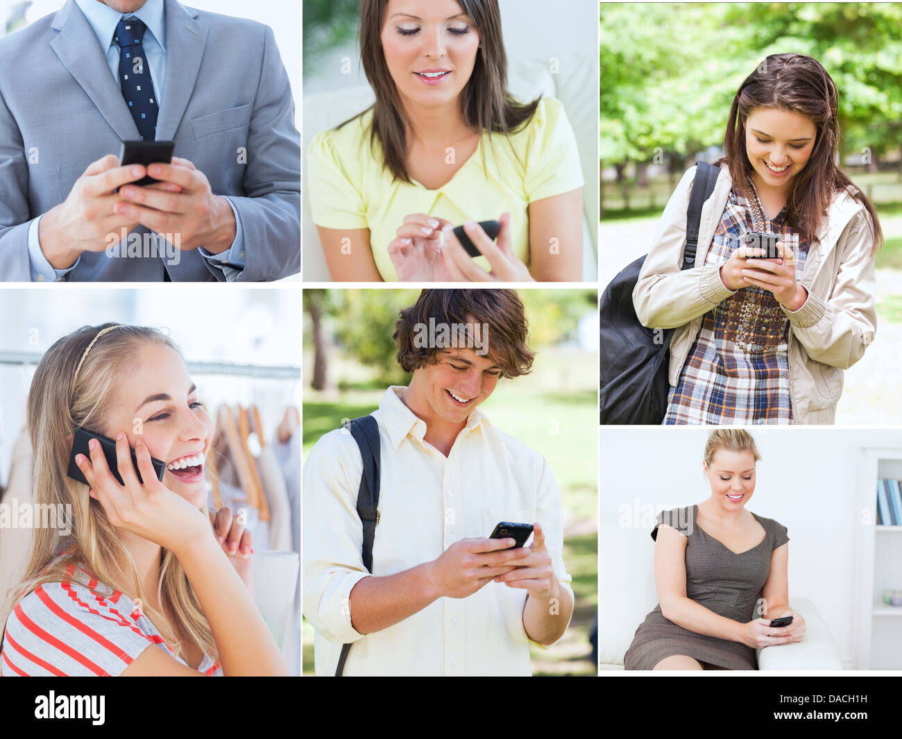 Collage of people on the phone Stock Photo - Alamy