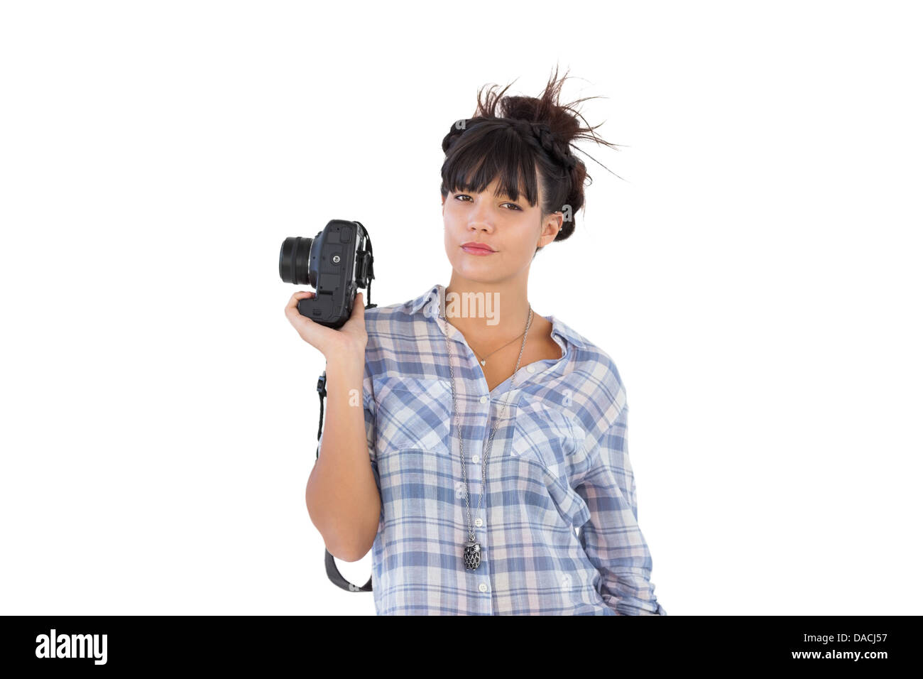 Beautiful woman with her camera Stock Photo - Alamy