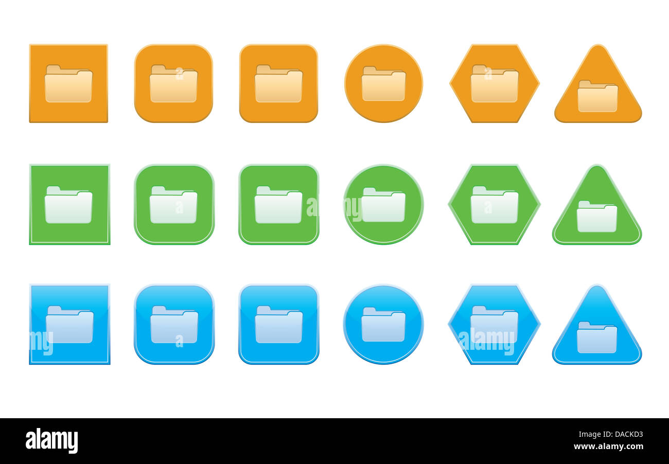 set of folder icons of different shape Stock Photo - Alamy