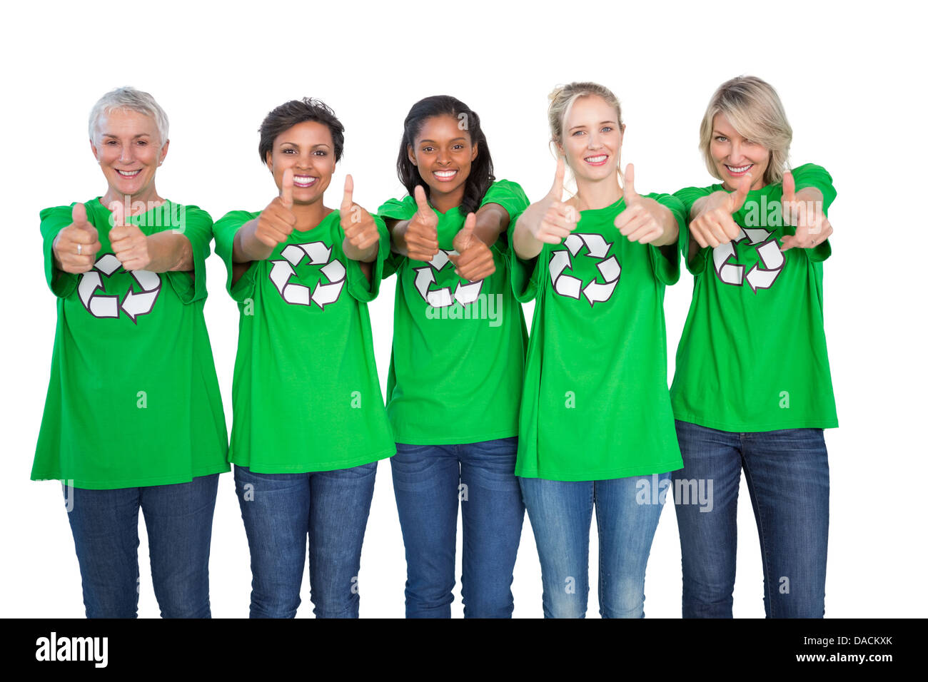 Team of female environmental activists giving thumbs up Stock Photo - Alamy