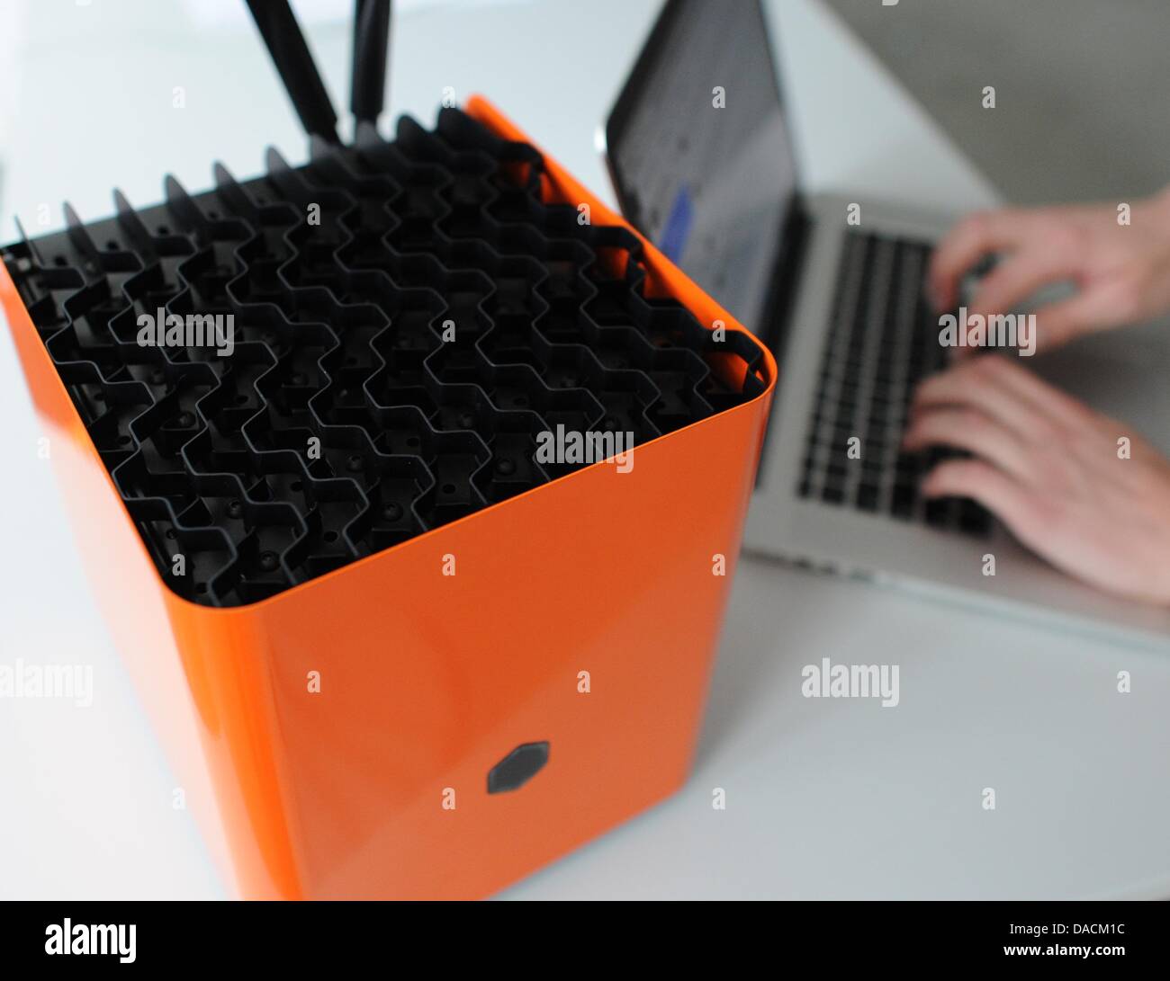 A protonet box, a private mini-server, sits on a table in Hamburg ...