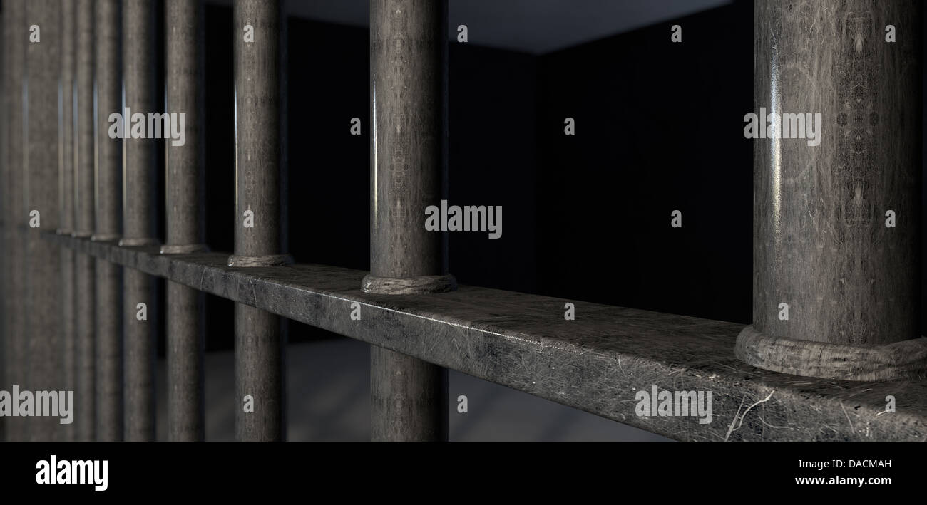 A extreme closeup view of a prison holding cell bars with welds Stock ...