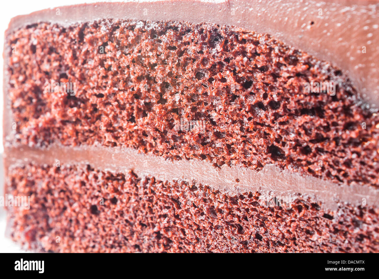 Close up sponge of double layer chocolate cake Stock Photo - Alamy