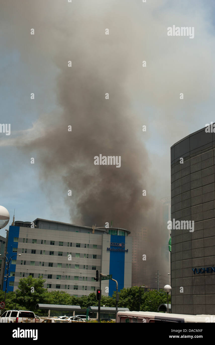 A fire in a shanty town in Makati City, Metro Manila, Philippines Stock ...