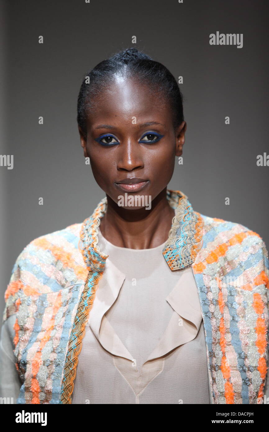 A model wears a creation by French designer Anne Valerie Hash as part ...