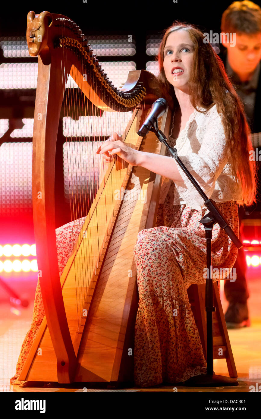 The French folk singer and harpist Cecile Corbel performs during the ...