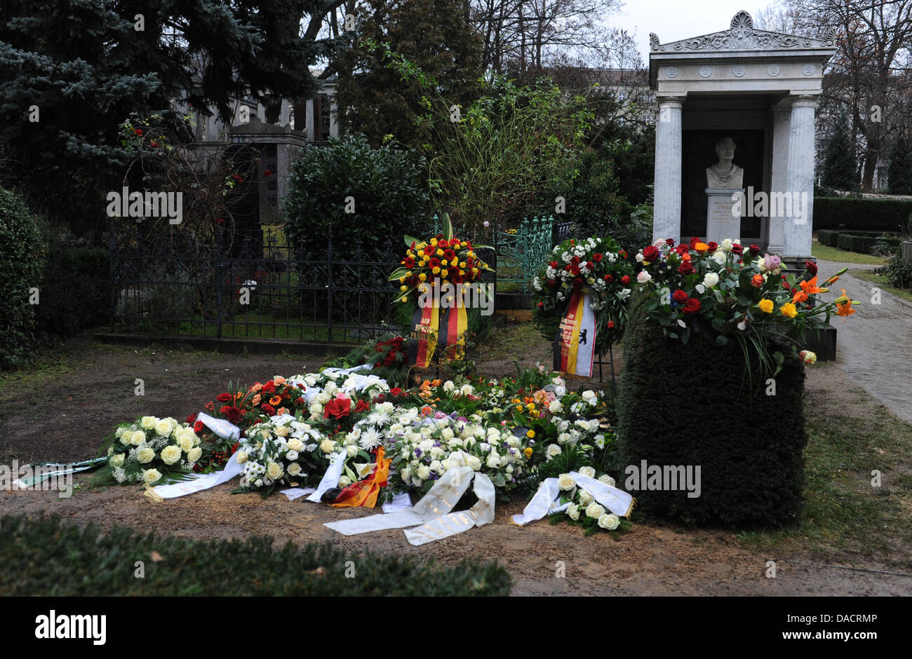 The grave of Christa Wolf is pictured after her burial in ...