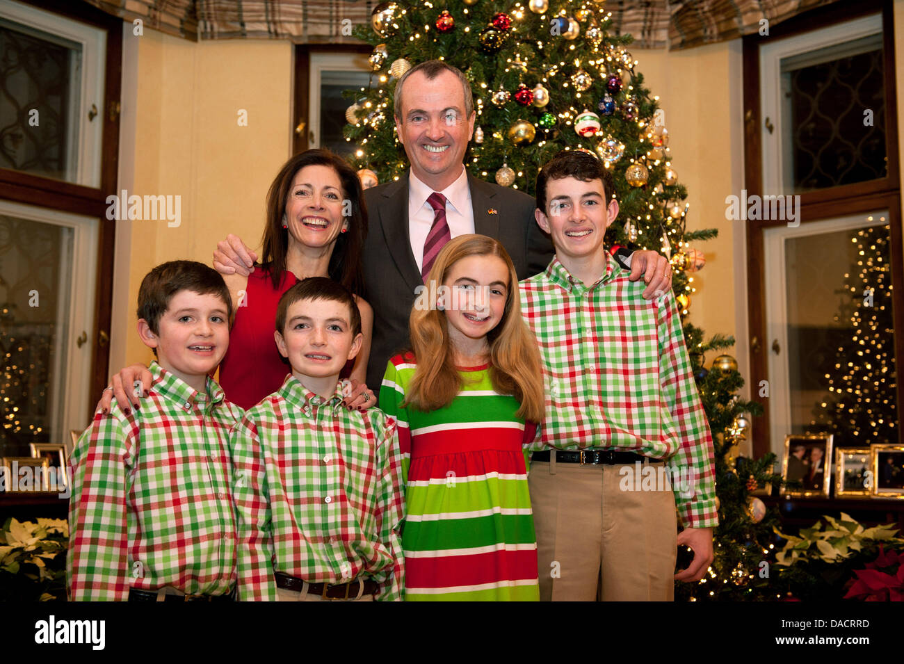 US Ambassador Philip D. Murphy, his wife Tammy, their sons Sam (L-R ...