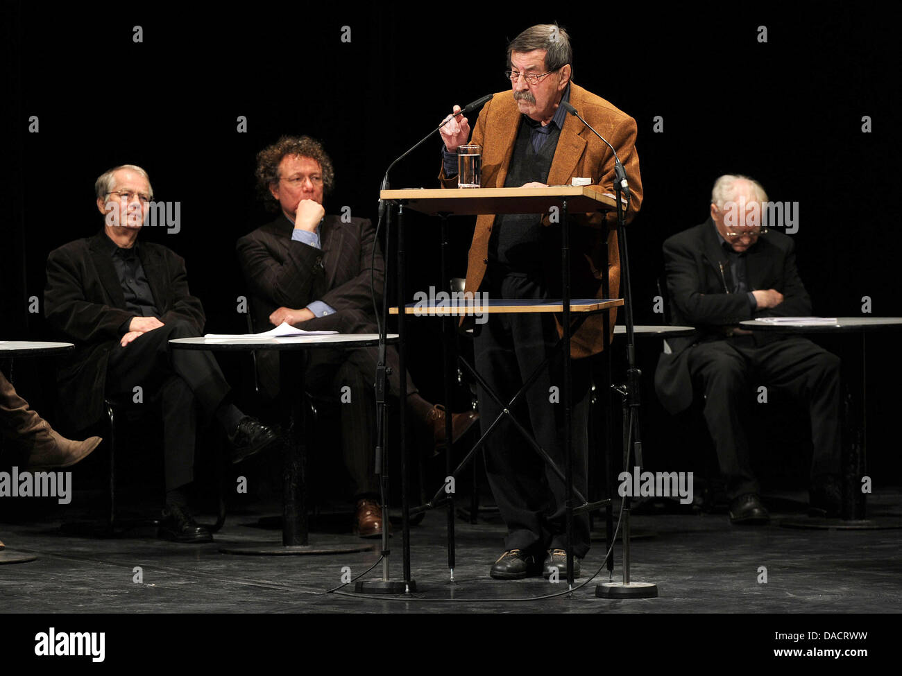 Nobel laureate Guenter Grass (front row) speaks during the memorial ...
