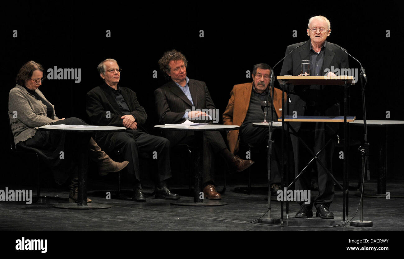 Widower Gerhard Wolf (front row) speaks during the memorial service for ...