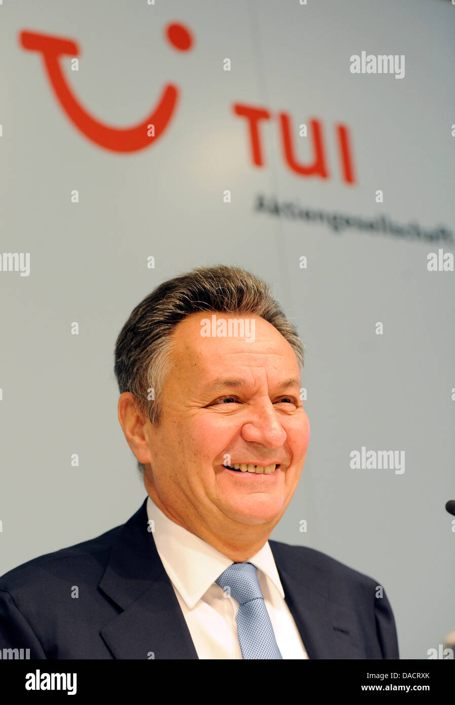 Tui chief executive officer Michael Frenzel poses before a press ...