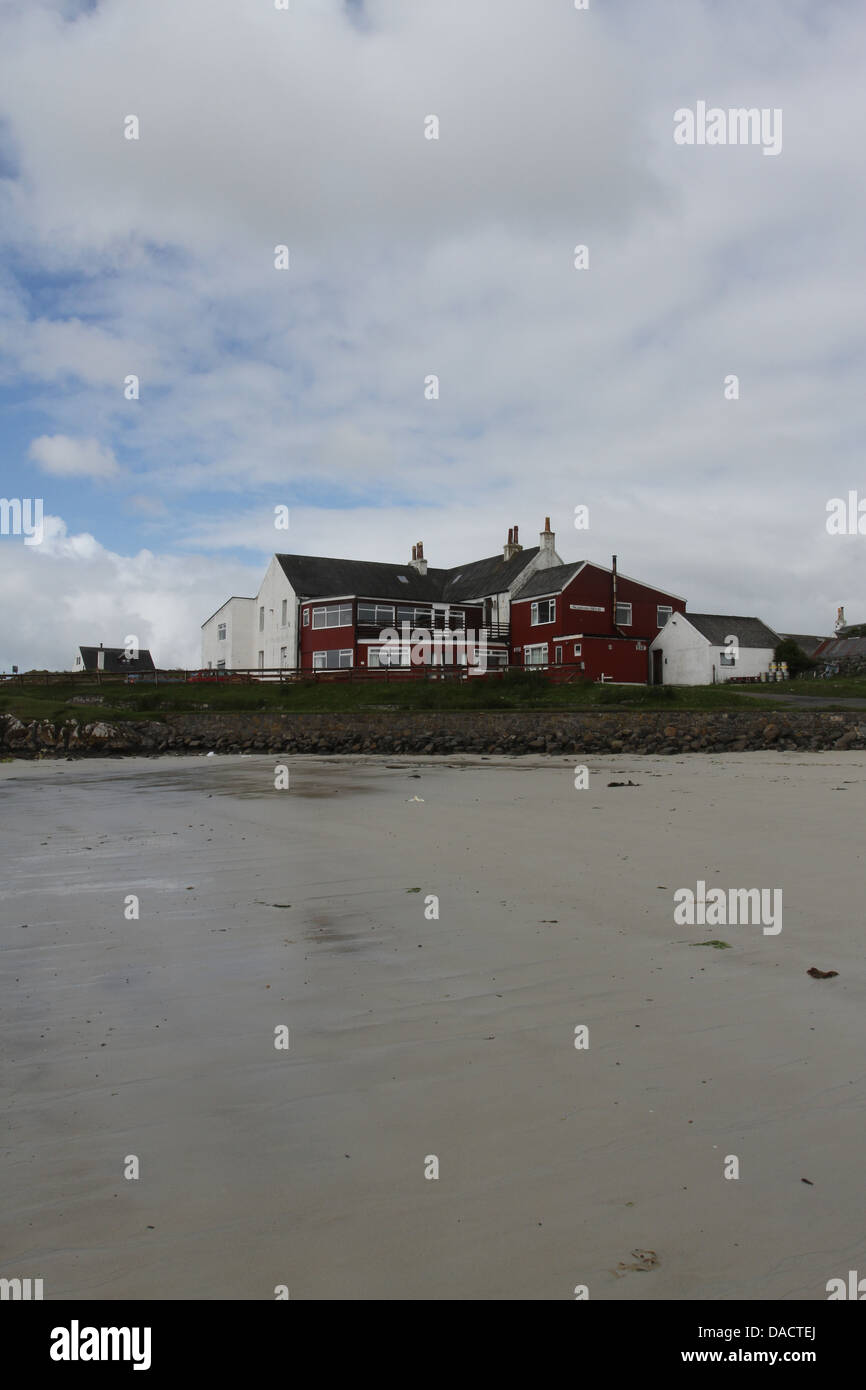 beach and Scarinish hotel Isle of Tiree Scotland July 2013 Stock Photo ...