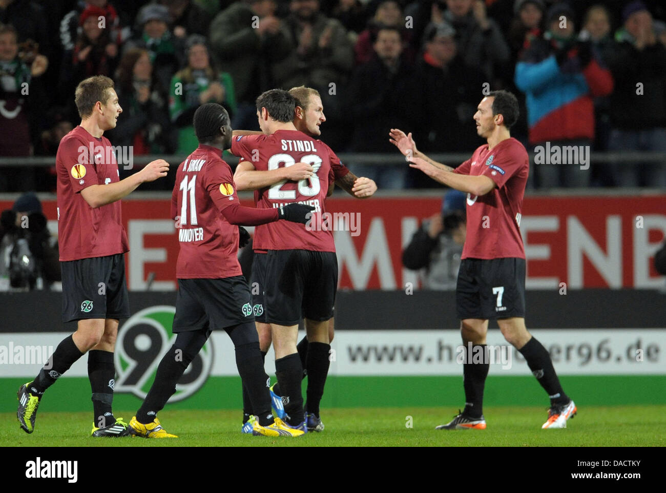 Hanover`s Konstantin Rausch (2-R) celebrates with Lars Stindl (C) after ...