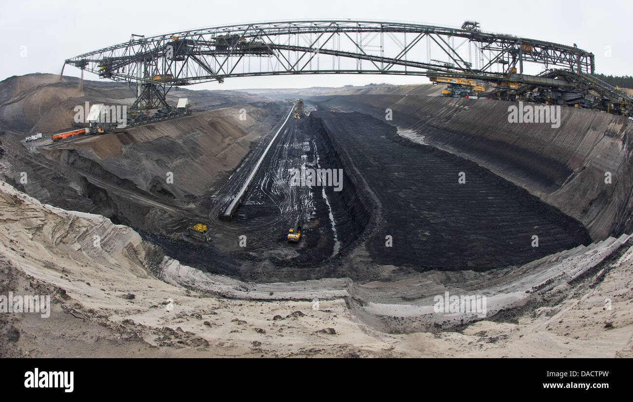 A giant conveyor bridge stretches across a coal seam at the lignite ...