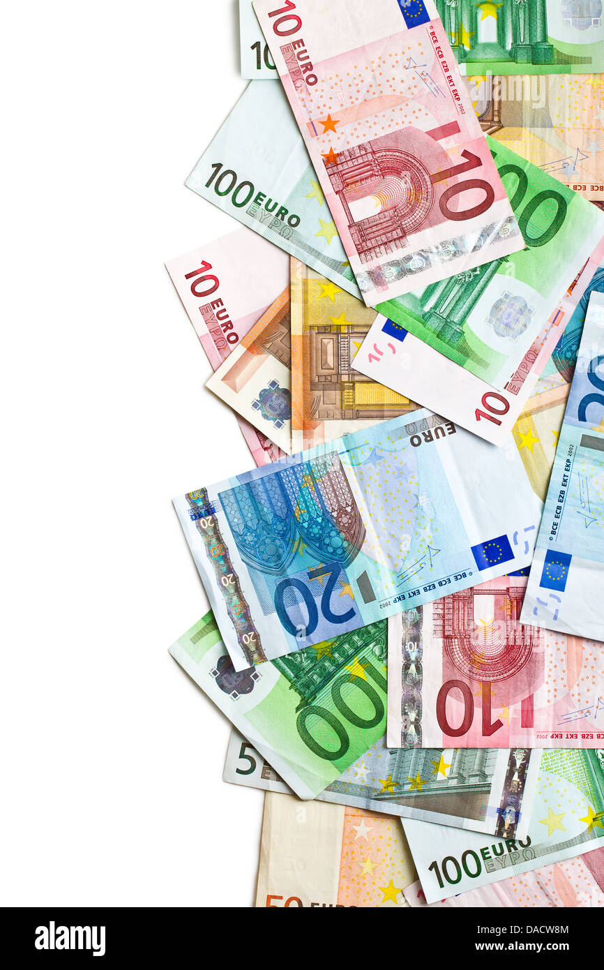 euro banknotes on white background Stock Photo - Alamy