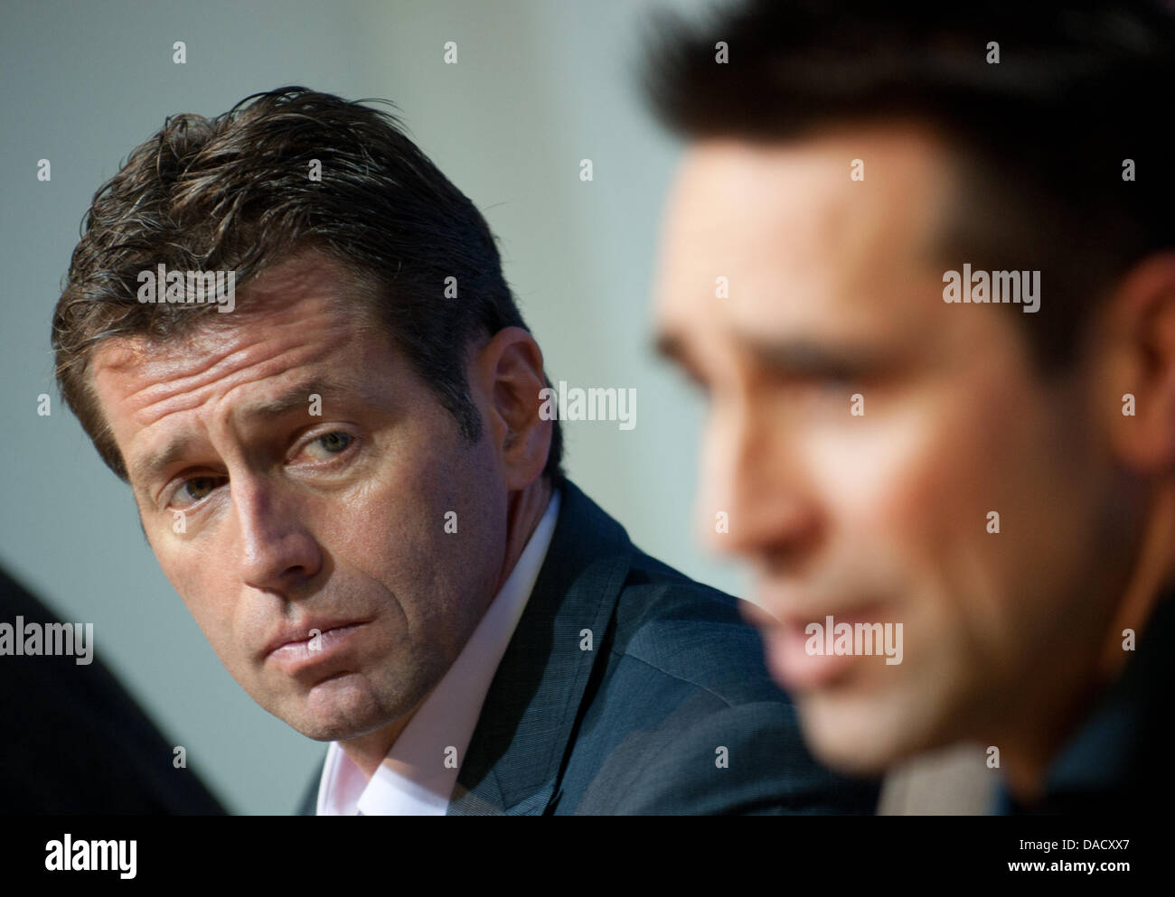 Michael Skibbe (L) is pictured during a press event introducing him as ...