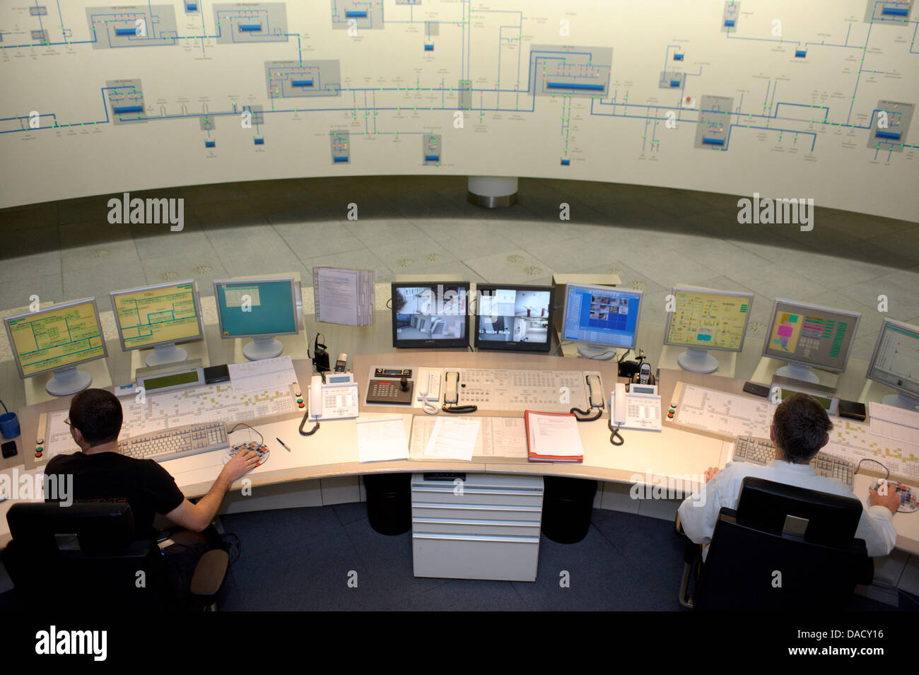 Control station leader Dirk Fleischhacker (L) and Willy Kapp (R ...