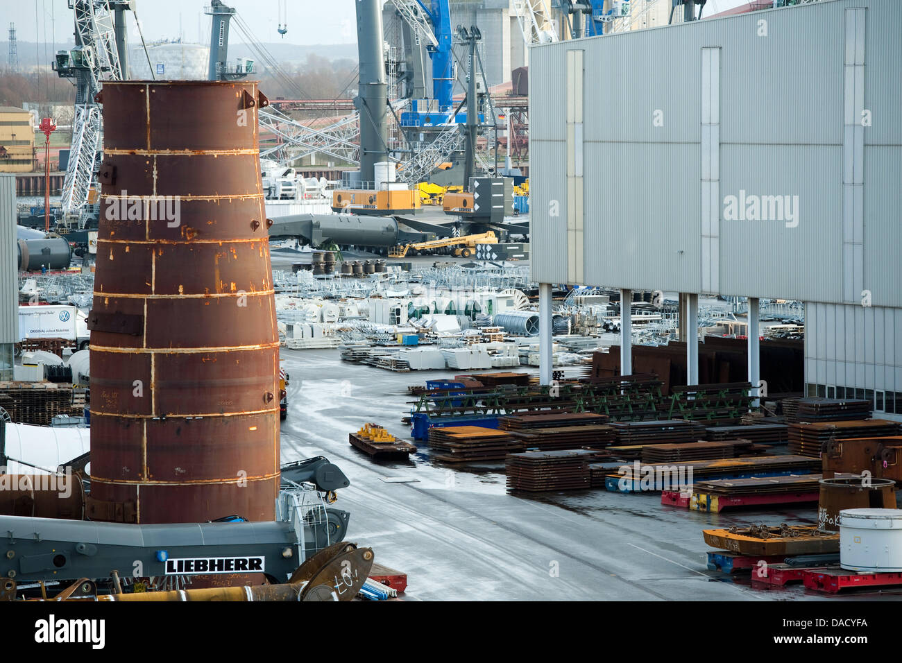 Pieces of steel lie on the factory premises of the equipment ...