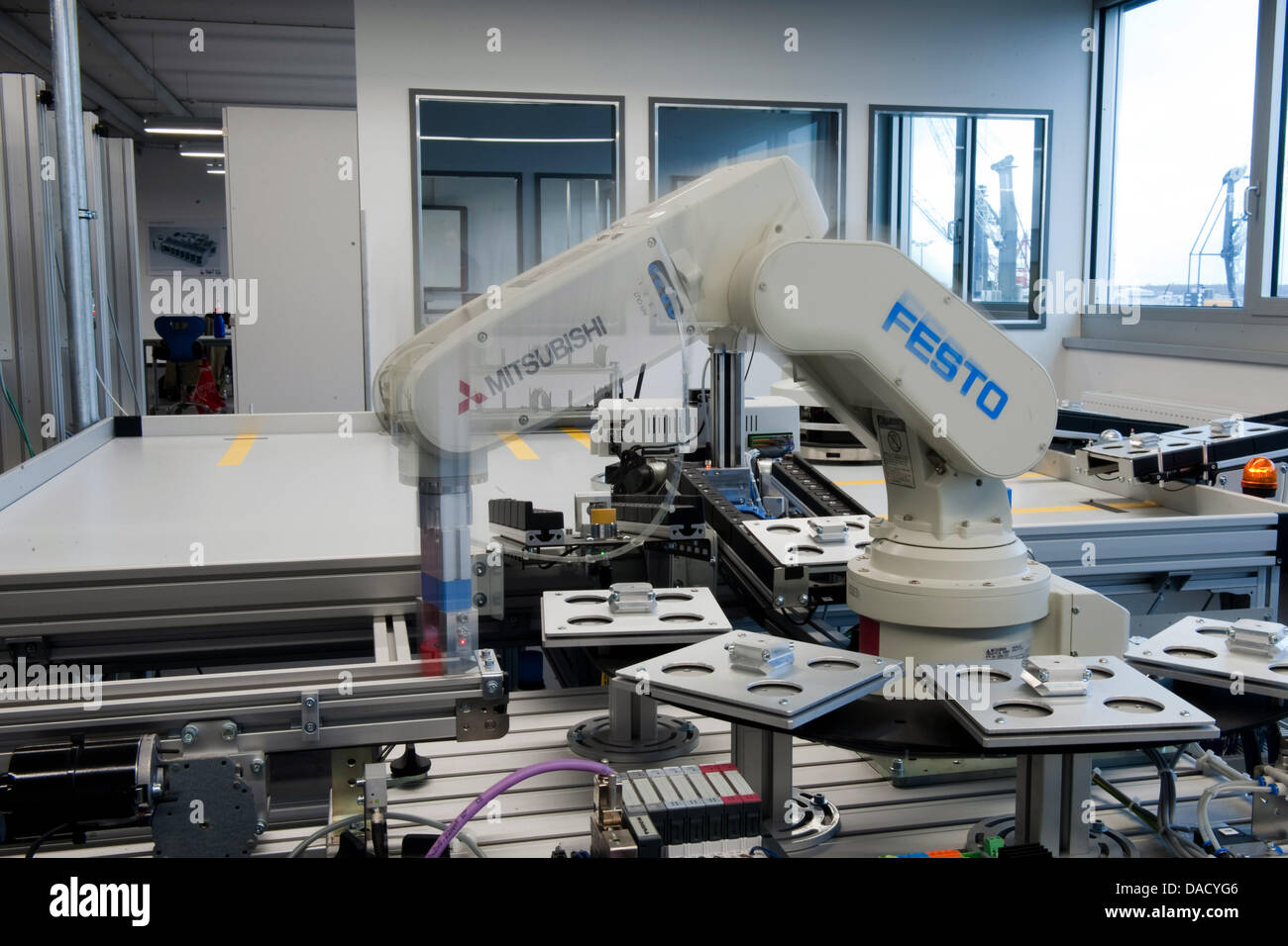 Robots operate at a factory of equipment manufacturer Liebherr-MCCtec ...