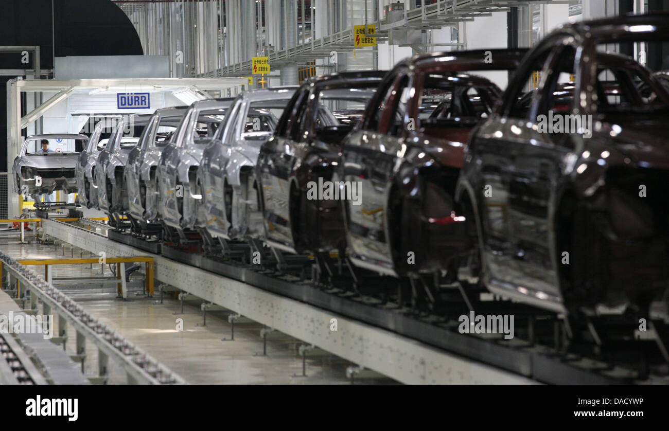 Bodies of Passat limousines are seen at the Volkswagen factory in ...