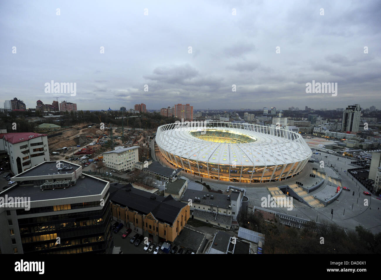 View of the Olympic Stadium with the already completed access (R) and ...