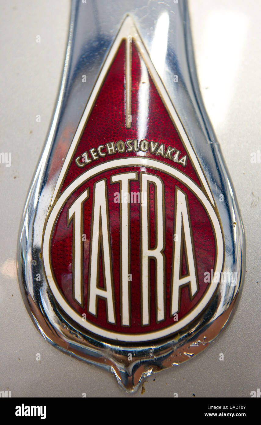 The logo of a vintage Tatra limousine is on display at the private ...